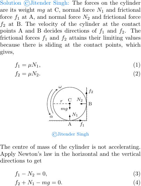 A Uniform Cylinder Of Radius R Is Spinned About Its Axis With An Angular Velocity Solution By